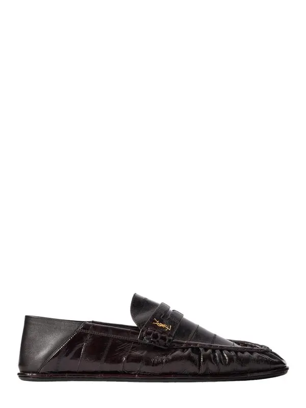 Saint Laurent Le Loafer Monogram Eel Penny Loafers - Brown