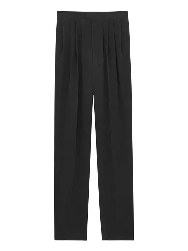 Saint Laurent Pants In Silk Habotai - Noir