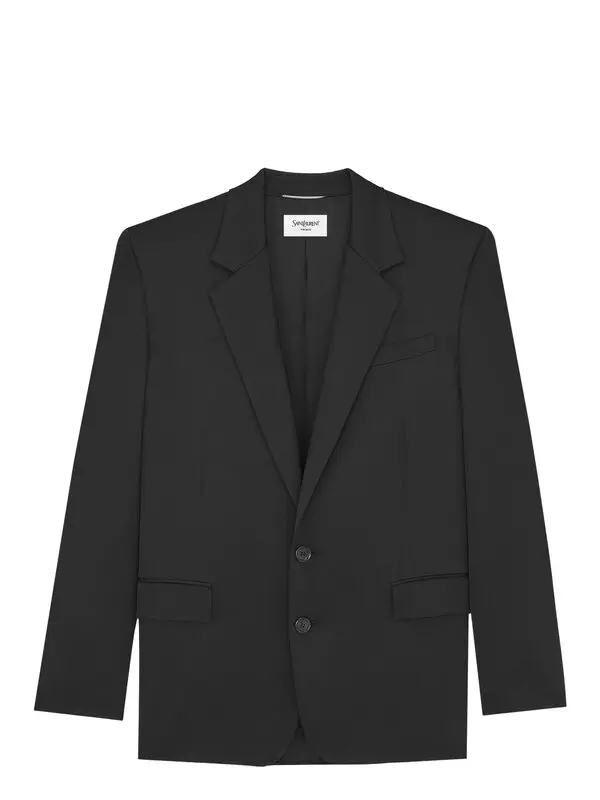 Saint Laurent Single-breasted Silk Satin Jacket - Noir