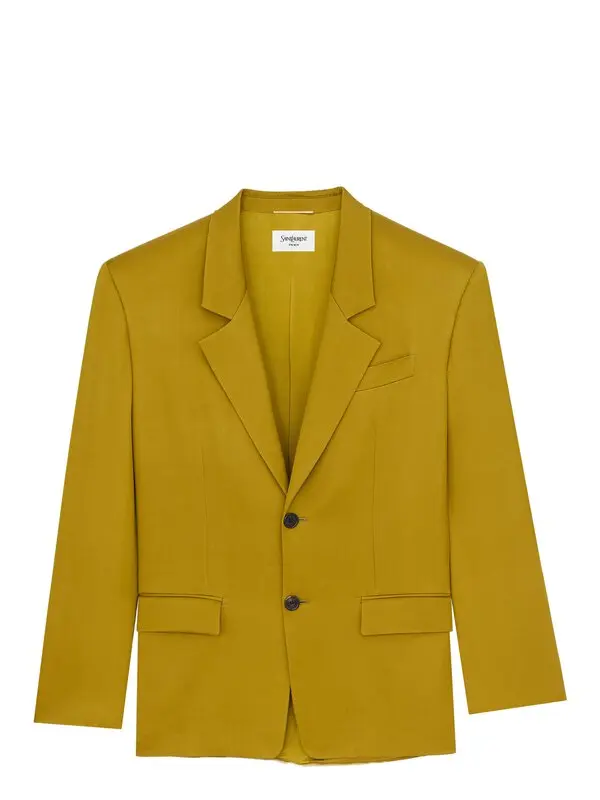 Saint Laurent Single-breasted Silk Satin Jacket - Kaki