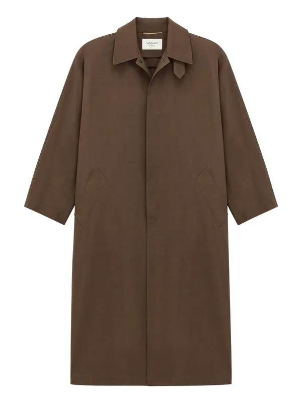 Saint Laurent Water-repellent Cotton Trench Coat - Marron Gris