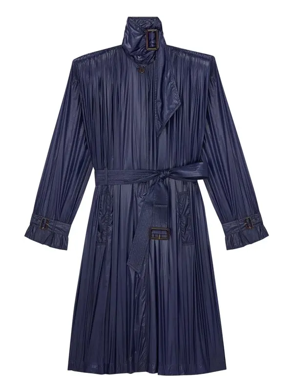 Saint Laurent Lavallière Trench Coat In Nylon - Marine
