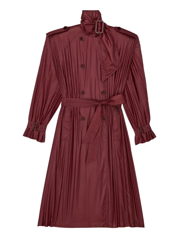 Saint Laurent Lavallière Trench Coat In Water-resistant Nylon - Bordeaux