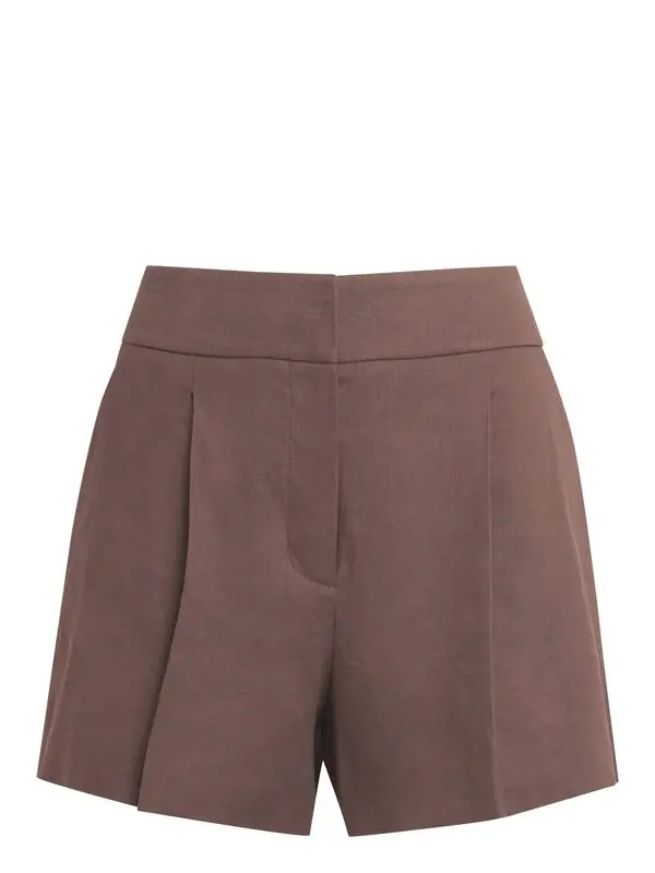 Veronica Beard Haina Pleated Linen-blend Shorts - Brown
