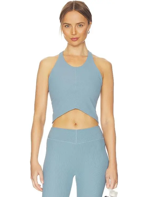 Beyond Yoga Good Form Rib Cropped Tank Top - Blue