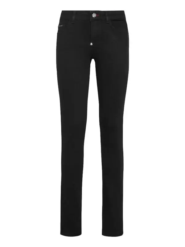 Philipp Plein Slim-fit Logo Plaque Denim Jeans - Black