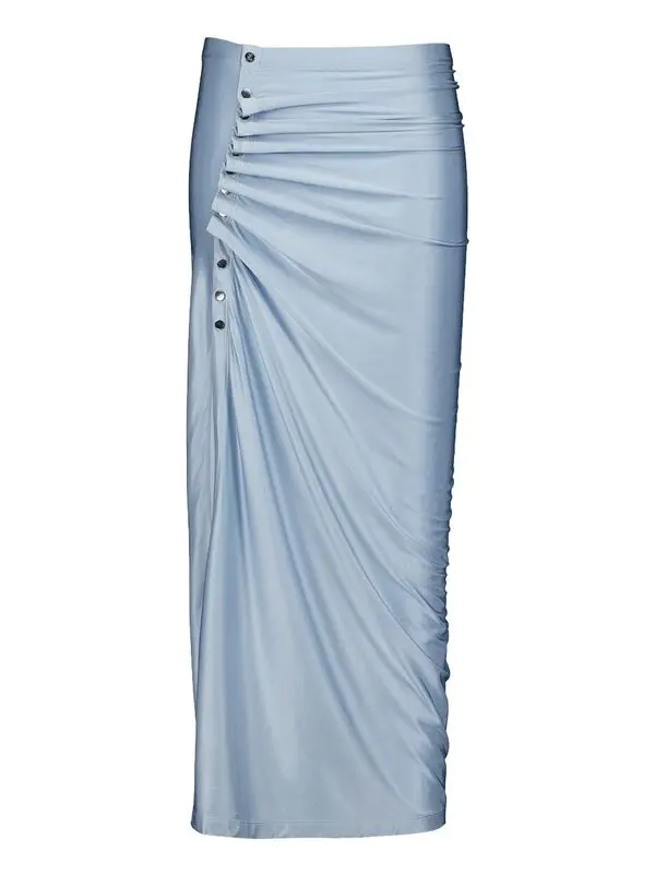 Rabanne Draped Midi Skirt With Button Detail - Blue