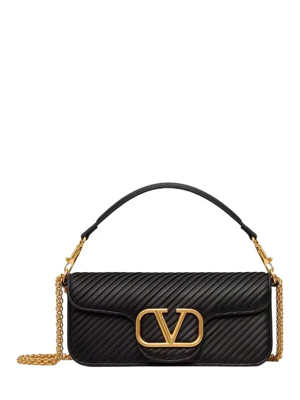 Valentino Garavani Locò Leather Shoulder Bag - Black