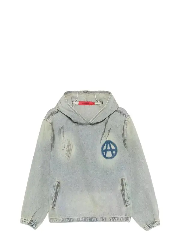 ACUPUNCTURE 1993 Distressed Effect Logo Patch Hoodie - Neutrals