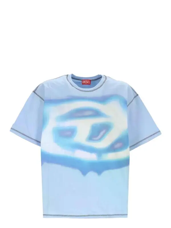 DIESEL® Logo-print Contrast-stitch T-shirt - Blue