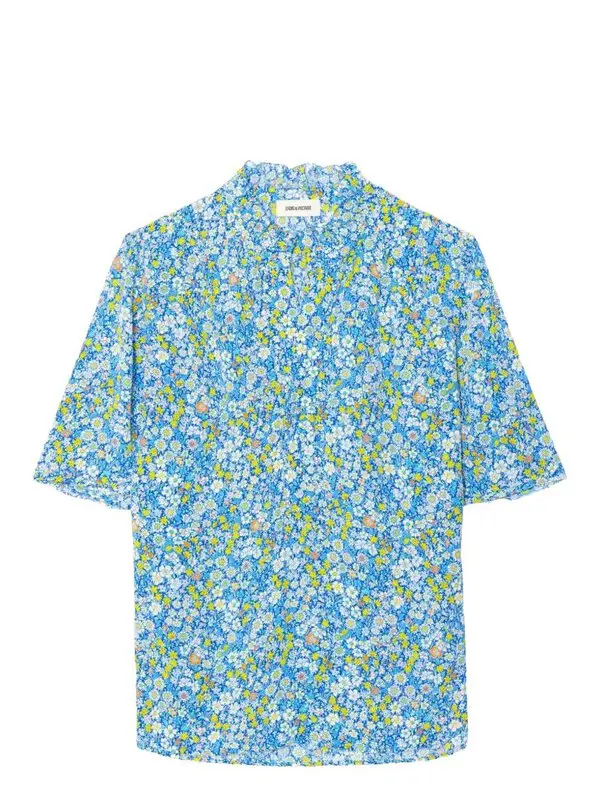 Zadig&Voltaire Topher Floral-print Short-sleeve Blouse - Blue