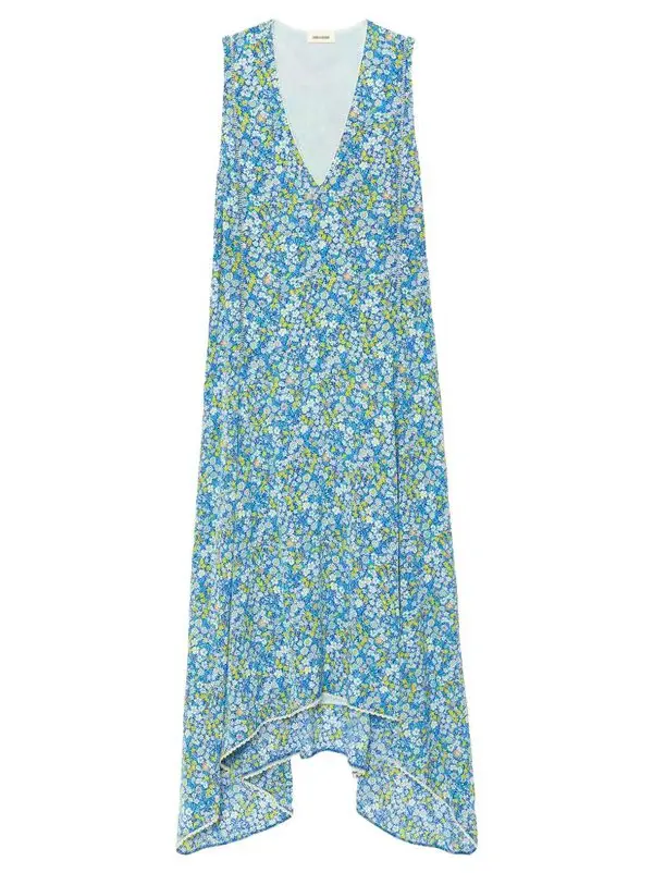 Zadig&Voltaire Rerol Floral Print Asymmetric Dress - Blue