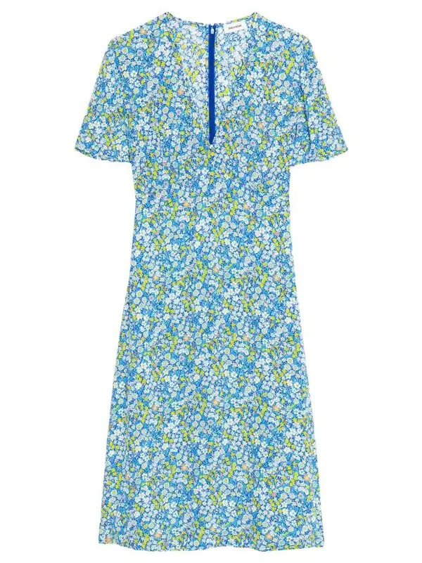 Zadig&Voltaire Rhodral V-neck Midi Dress - Blue