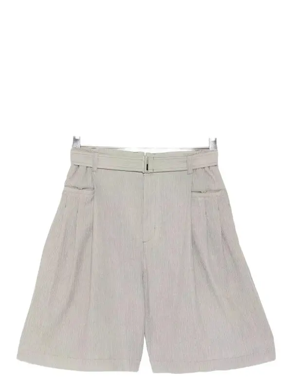 SONGZIO Pleated Belted Shorts - Neutrals