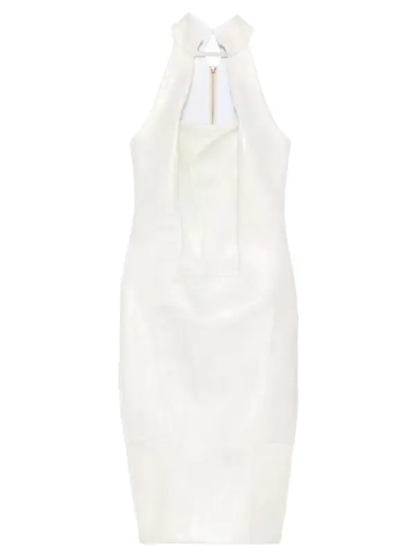 MITILIANE COUTURE Halterneck Cut-out Leather Midi Dress - Neutrals