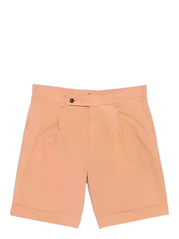 BERWICH Pleated Shorts With Turn-up Cuffs - Orange