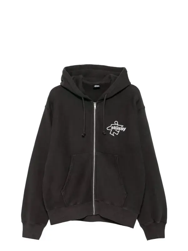StÜssy Surf Logo-print Zip-up Hoodie - Grey