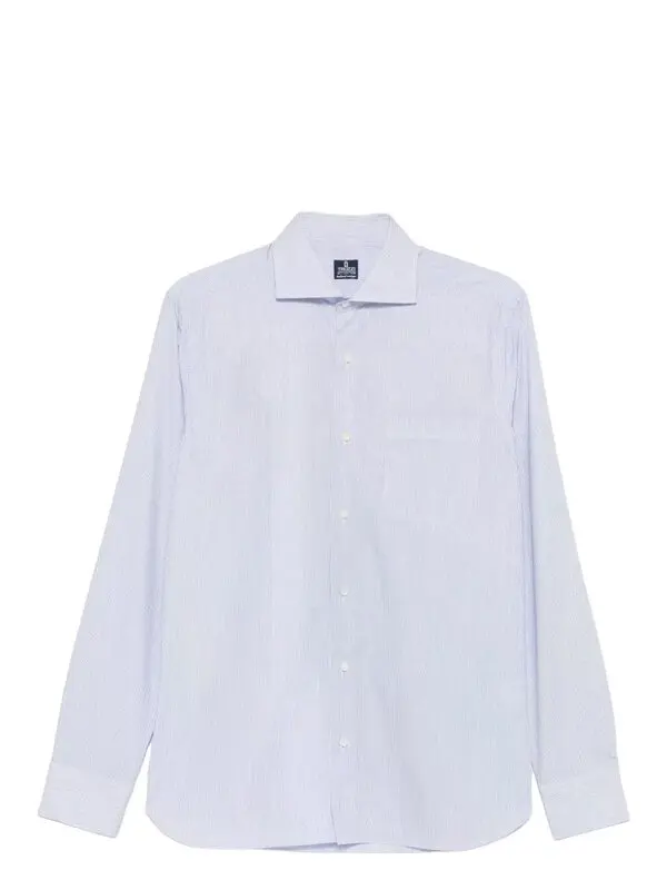 TRUZZI Pinstripe-pattern Chest-pocket Shirt - Blue