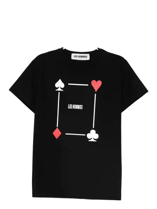 LES HOMMES Printed T-shirt - Black