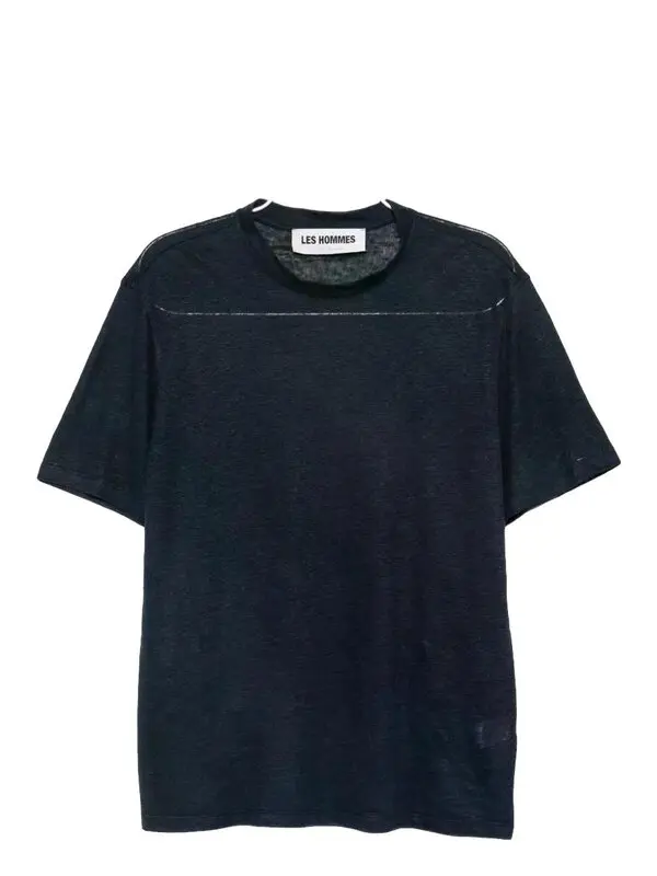 LES HOMMES Linen T-shirt - Blue