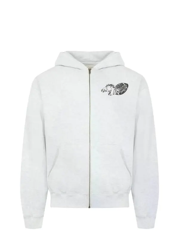 ONE OF THESE DAYS Graphic Print Zip-up Hoodie - Grey