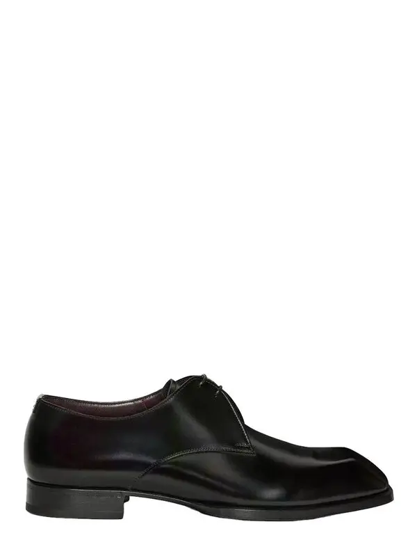 LARDINI Square-toe Leather Derby Shoes - Black