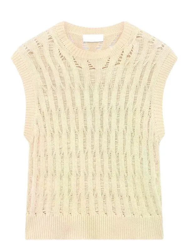 LARDINI Open-knit Cotton Vest - Neutrals
