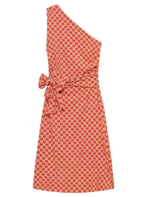 Malìparmi Geometric Print One-shoulder Midi Dress - Red