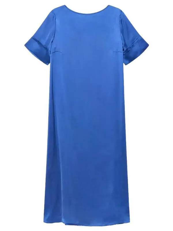 Malìparmi Cobalt Zigzag Trim V-neck Dress - Blue