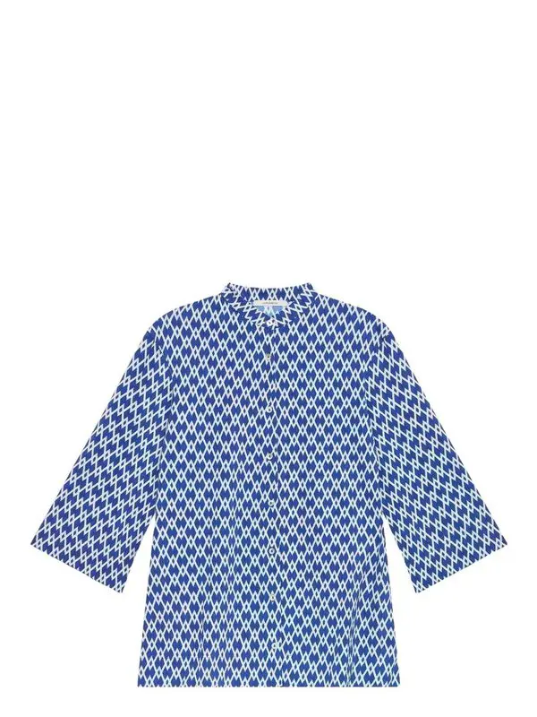 Malìparmi Geometric Pattern Three-quarter Sleeve Shirt - Blue