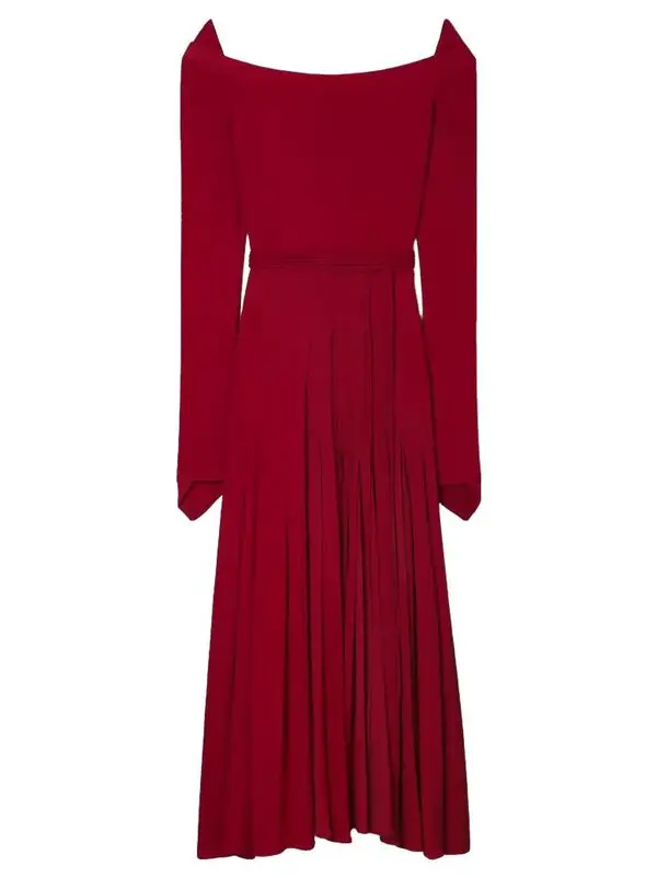 Tory Burch Long Sleeve Pleated Matte Jersey Dress - Red