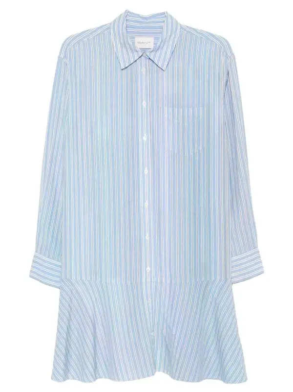 Gant Vertical Stripe Dropped Waist Mini Dress - Blue