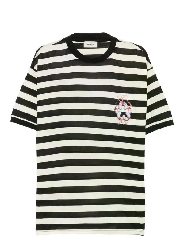 A PAPER KID Striped Graphic-print T-shirt - Black