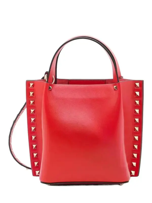 Valentino Garavani Rockstud Small Calfskin Shopping Bag - Red