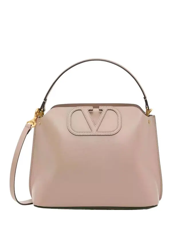 Valentino Garavani Calfskin Handbag With Vlogo Signature - Neutrals