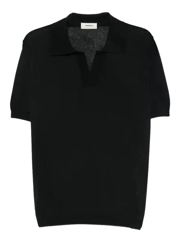 A PAPER KID Open-collar T-shirt - Black