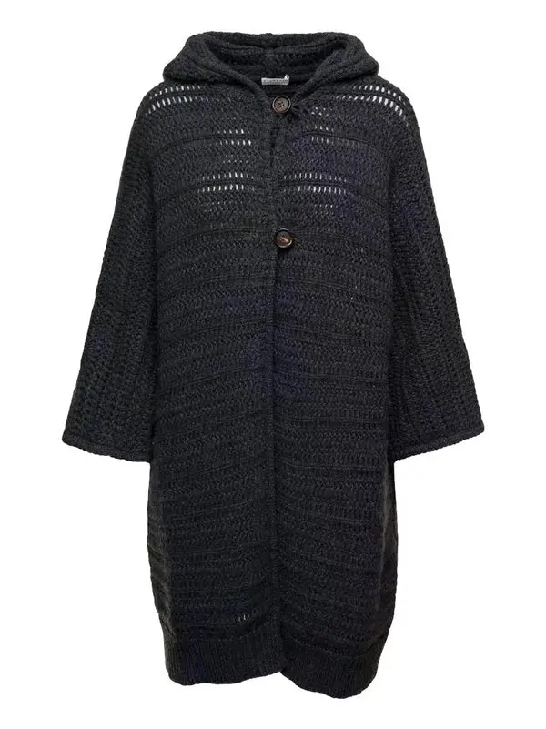 Brunello Cucinelli Chunky-knit Cardigan Coat - Black