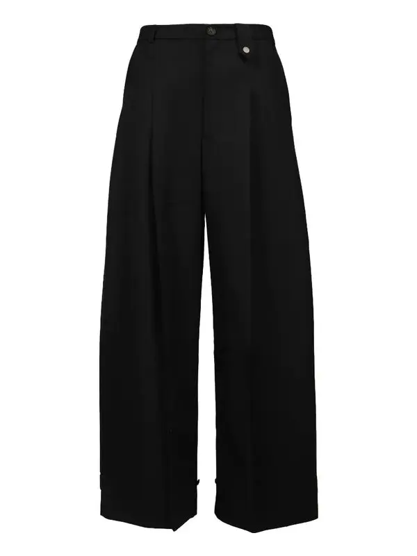 EGONLAB Pleat Detail Wide Leg Tailored Trousers - Black