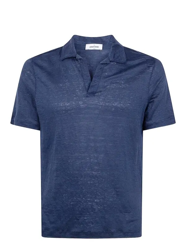 GRAN SASSO Logo Print Short Sleeves Skipper Polo Shirt - Gray