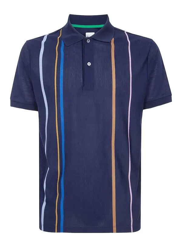 Paul Smith Split" Stripe Polo - Blue