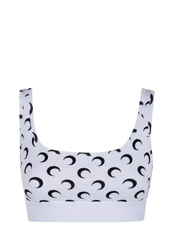 MARINE SERRE Moon" Printed Jersey Sports Bra - White