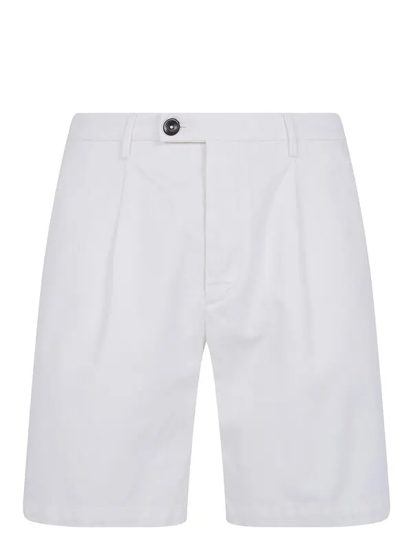 MICHAEL COAL Cotton & Linen Bermuda Trousers - White