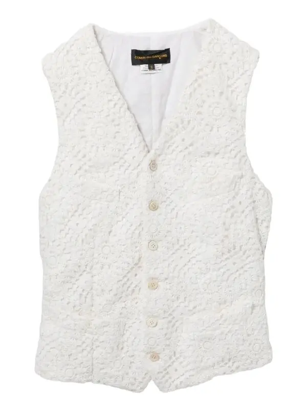 Comme Des Garçons Classic Gilet With Lace Detail - White
