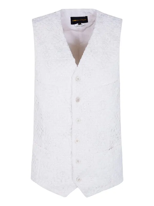Comme Des Garçons Classic Gilet With Lace Detail - White