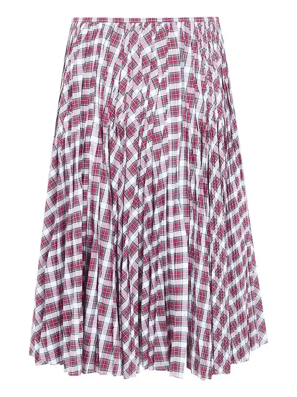 N.21 Pleated Check Maxi Skirt - Multi
