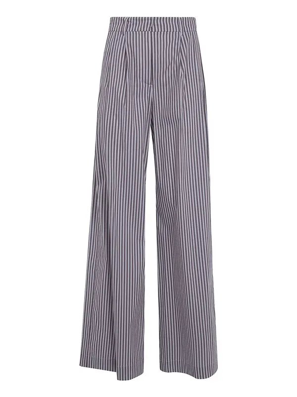 DRHOPE Wide Leg Pinstripe Trousers - Brown