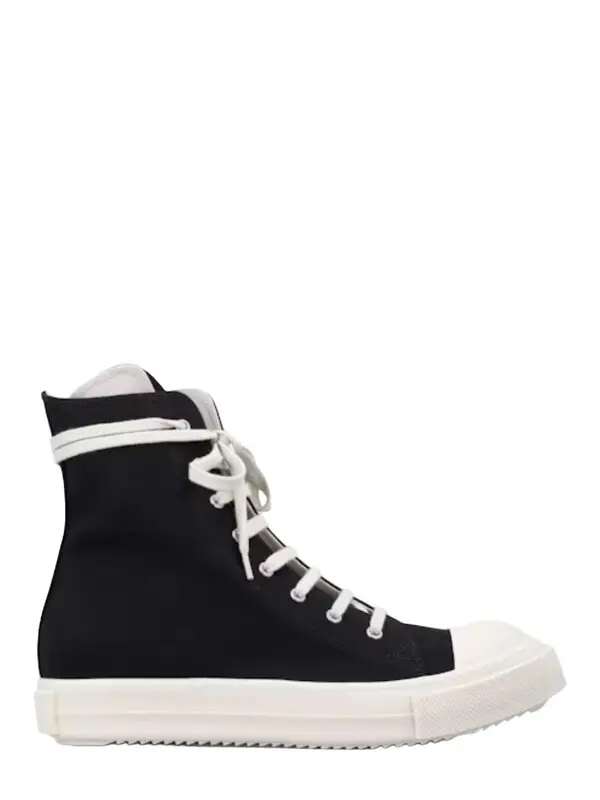 Rick Owens Cotton Denim Low Top Sneakers - Black