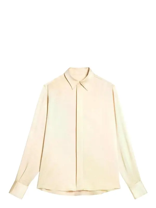 AMI Paris Silk Finish Long-sleeve Shirt - Neutrals