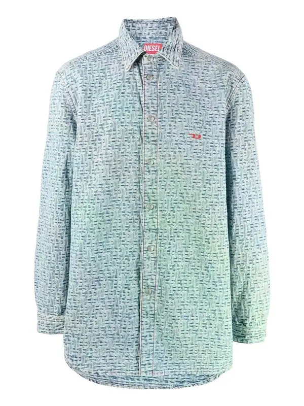 DIESEL® Monogram-print Long-sleeve Shirt - Blue