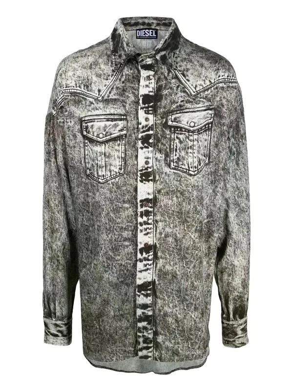 DIESEL® S-kang Long-sleeve Cotton Shirt - Grey